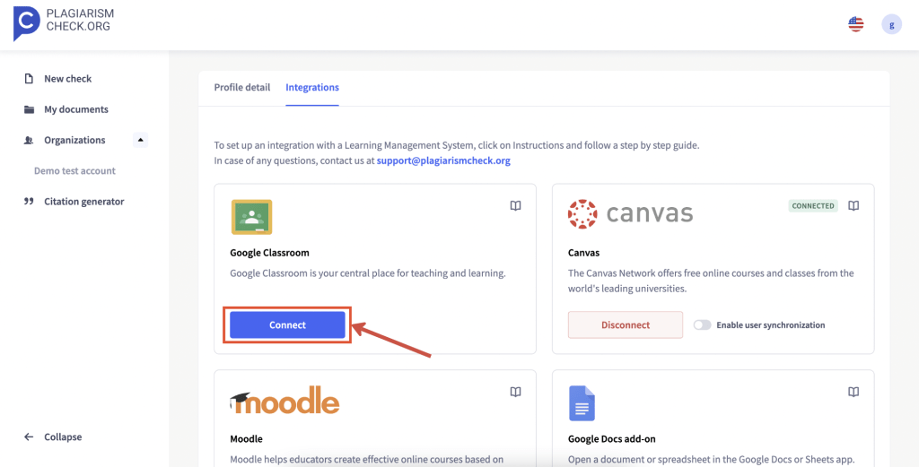 Step-by-step guide on how to integrate PlagiarismCheck.org and Google ...