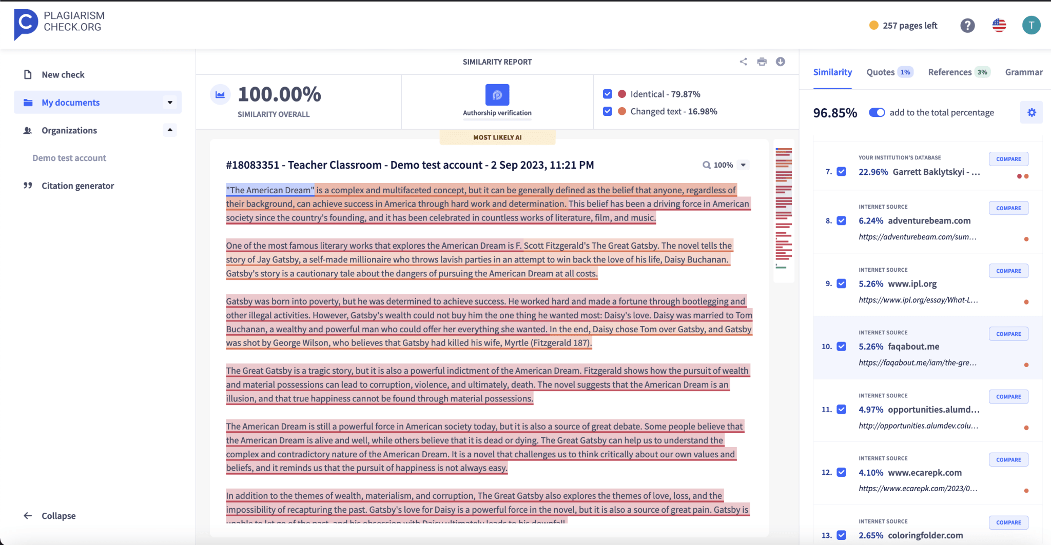 How to interpret information in a similarity report - Check Plagiarism ...
