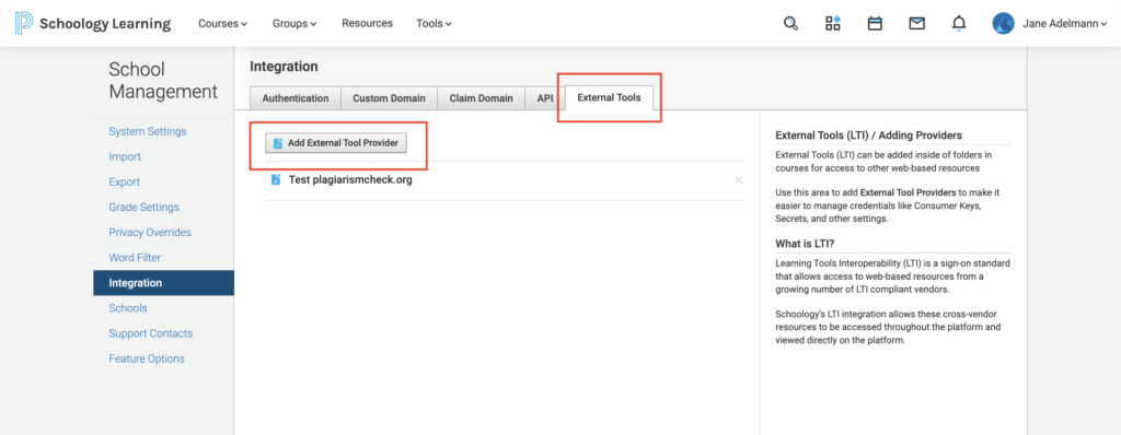 How to integrate Schoology