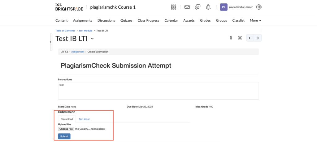 How to submit assignments to Brightspace